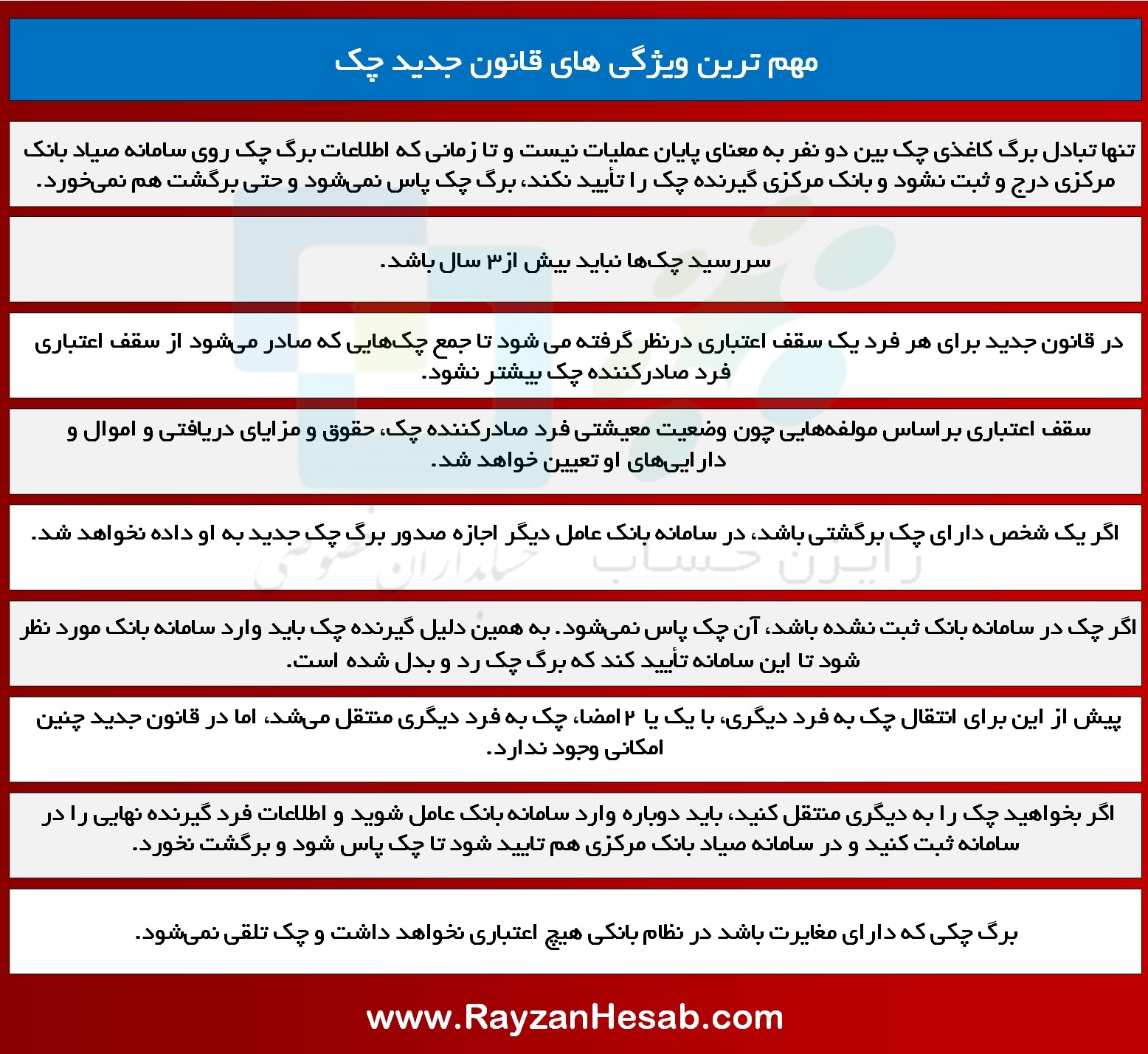 مهم ترین ویژگی های قانون جدید چک - خدمات حسابداری و حسابرسی و بیمه ...